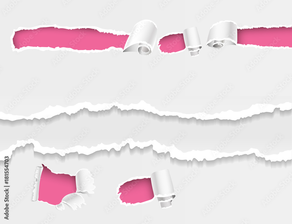 Poster Torn edges hole lacerated ragged paper edge and crack realistic ...