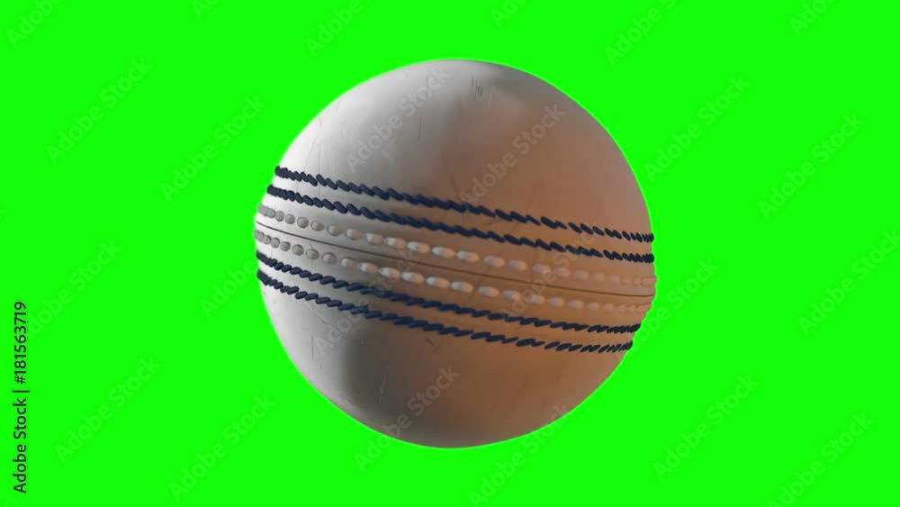 A loop able animation of a white cricket ball spinning in slow motion ...