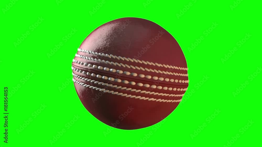 A loop able animation of a red cricket ball spinning in slow motion on ...