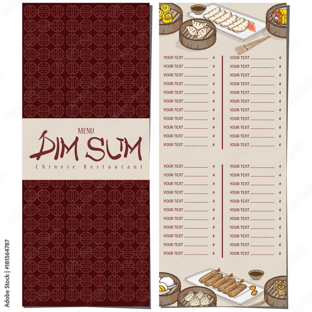 menu dim sum chinese food restaurant template design Stock Vector ...