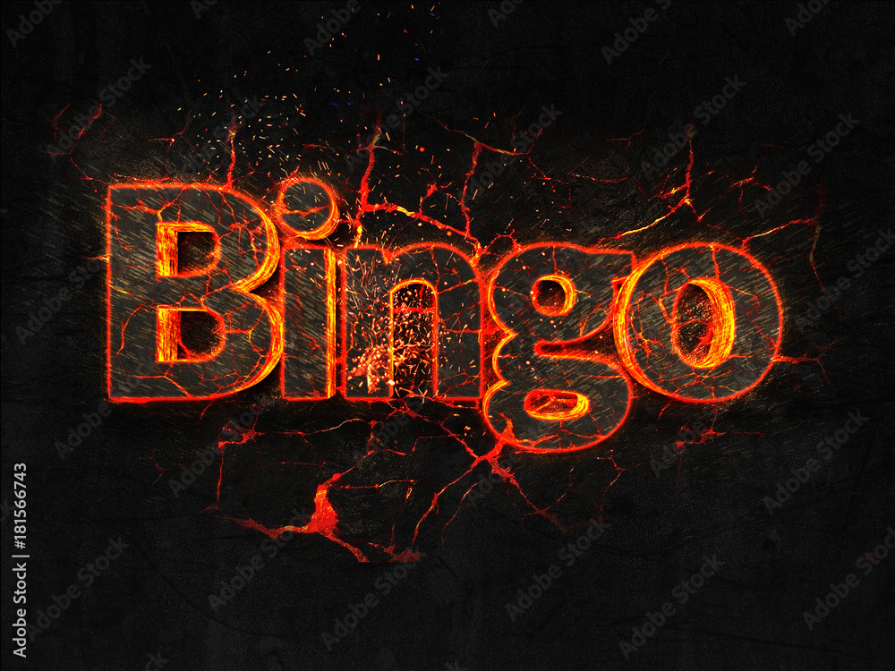 Bingo Fire text flame burning hot lava explosion background. Stock ...