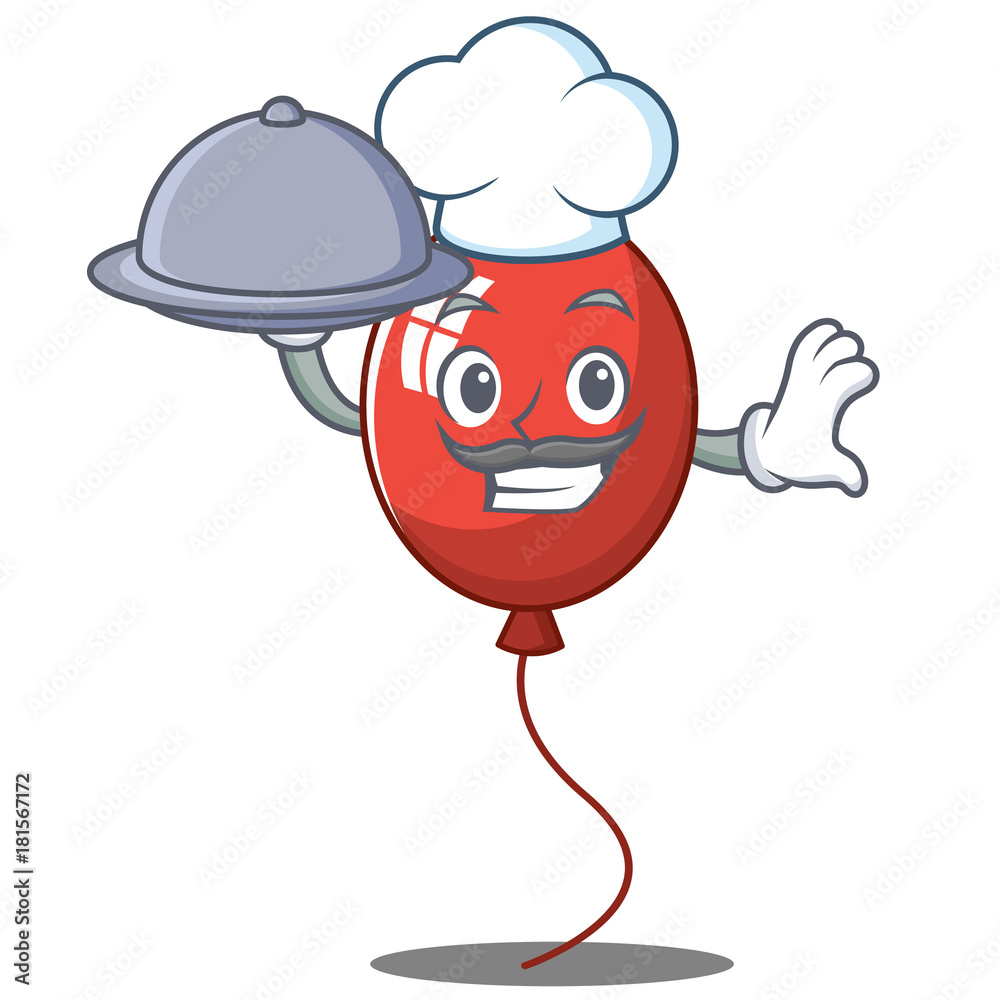 Chef with food balloon character cartoon style Stock Vector | Adobe Stock
