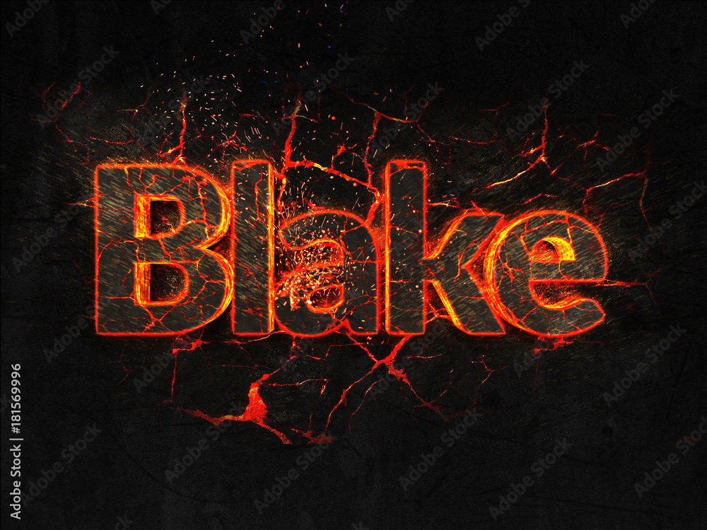 Poster Blake Fire text flame burning hot lava explosion background ...