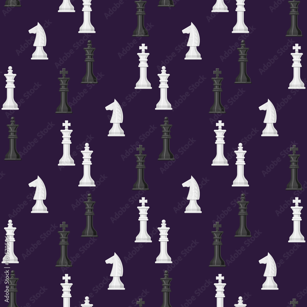 Chess board seamless pattern background chessmen leisure concept knight ...