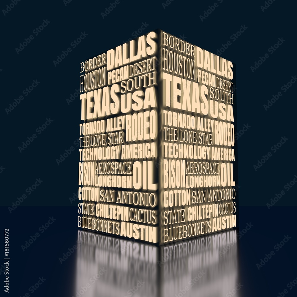 Conceptual Illustration of Tag Cloud With Words Related To Texas State ...