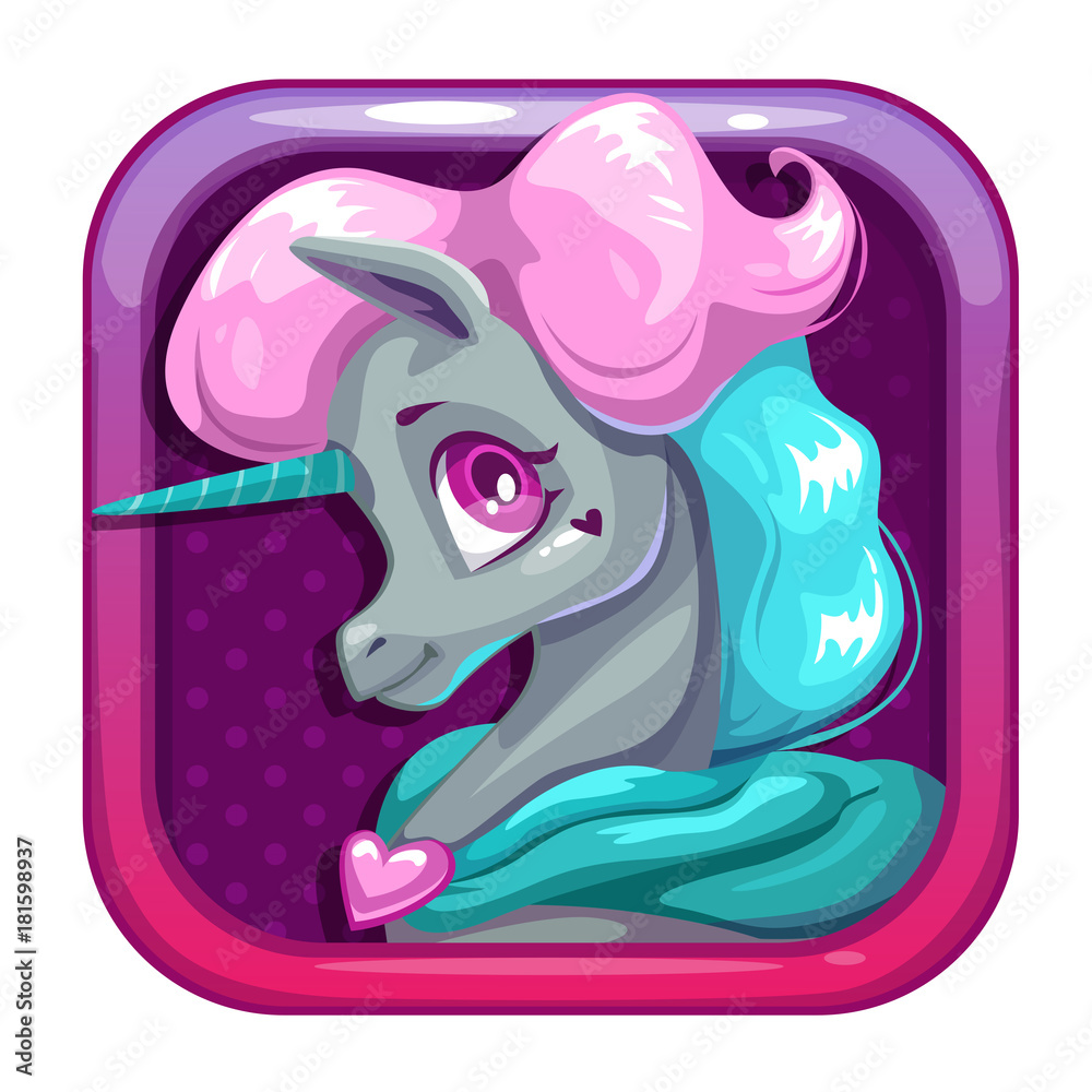 Vector app icon with beautiful young unicorn. Stock Vector | Adobe Stock
