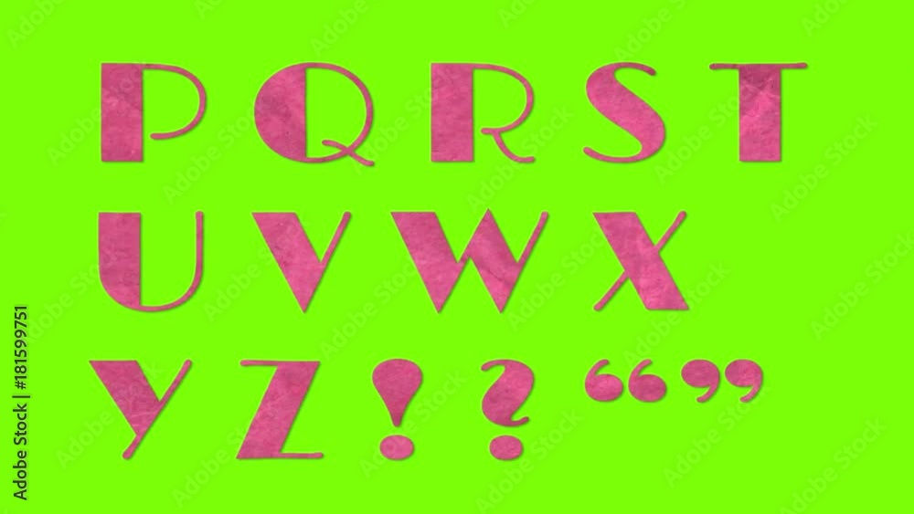 animated paper cutout retro vintage font isolated on chroma key green ...