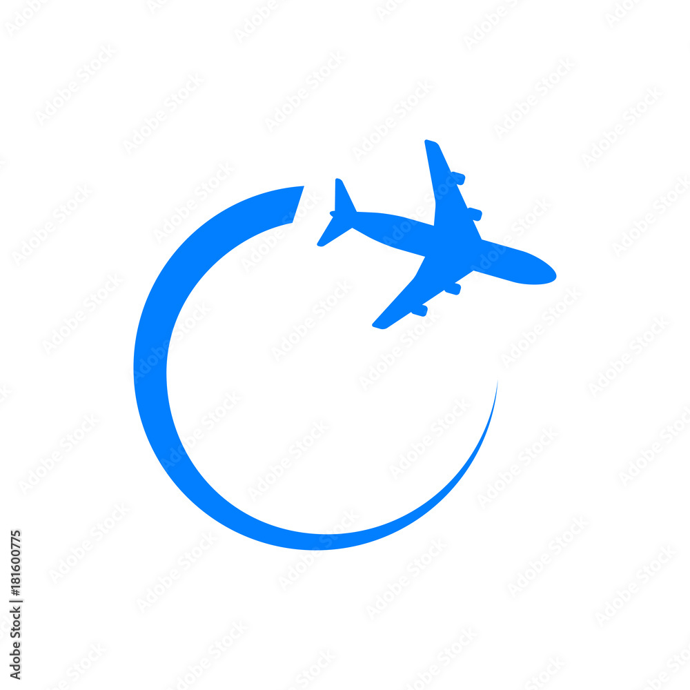 Icono plano avion girando azul en fondo blanco vector de Stock | Adobe ...