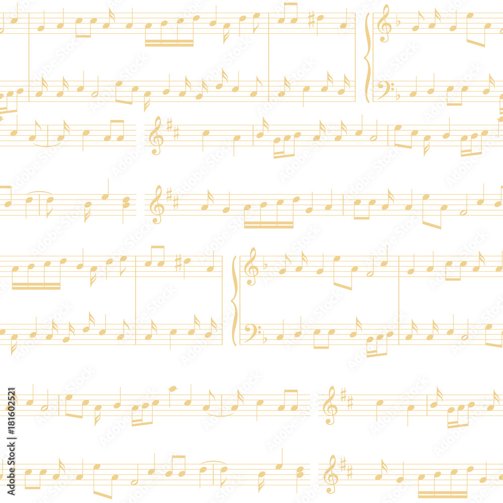 vector background - white and beige seamless pattern with music notes ...