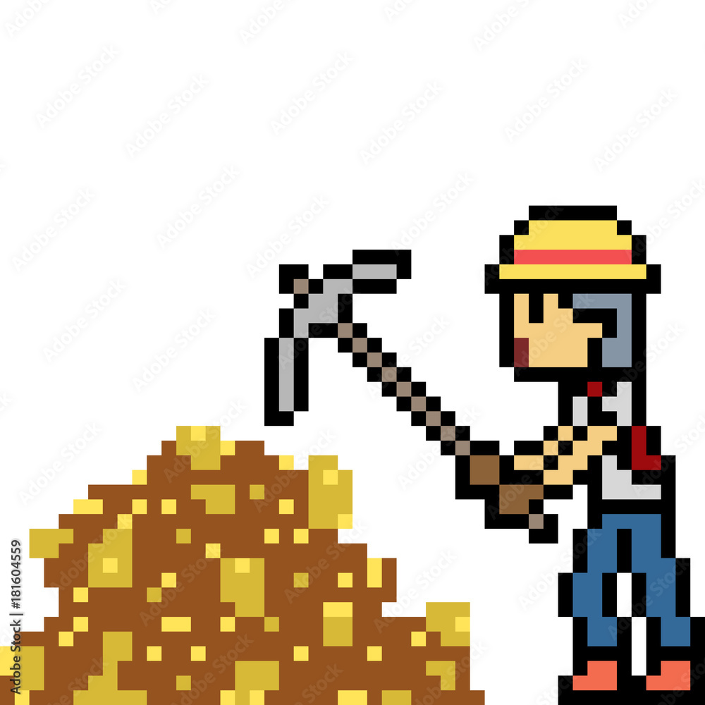 vector pixel art man gold digger Stock Vector | Adobe Stock