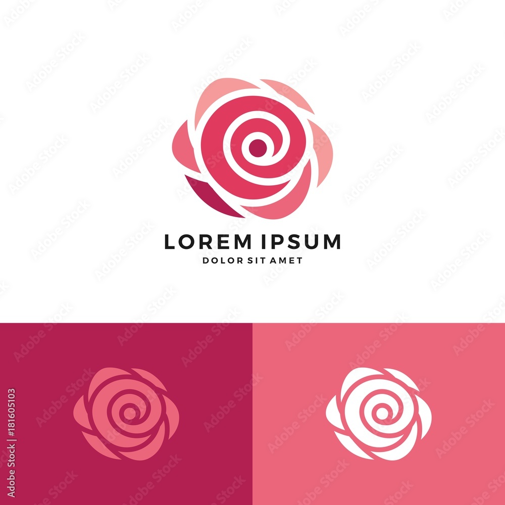 red rose logo vector icon flower download Stock Vector | Adobe Stock