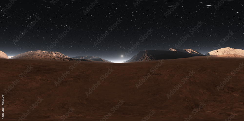 Panorama of Mars sunset, environment HDRI map. Equirectangular ...