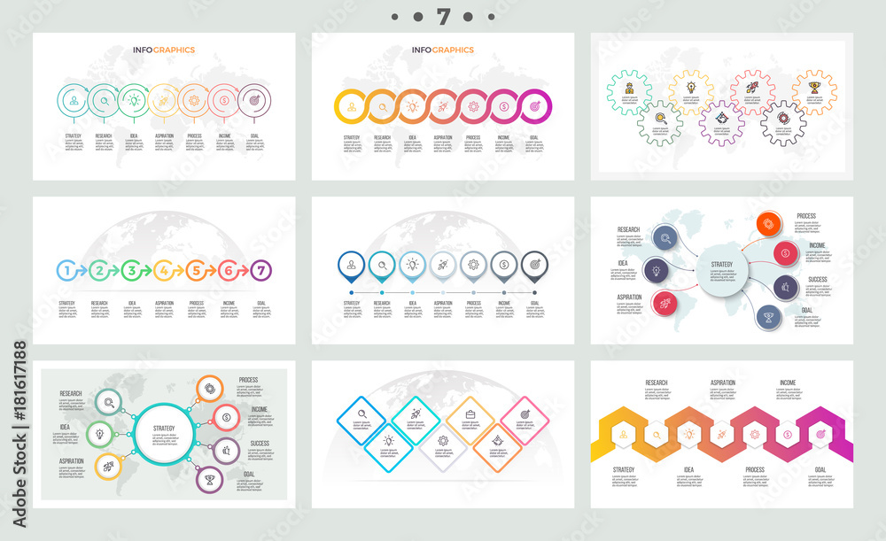 Set of infographic elements. Presentations, graphs, charts, diagrams ...