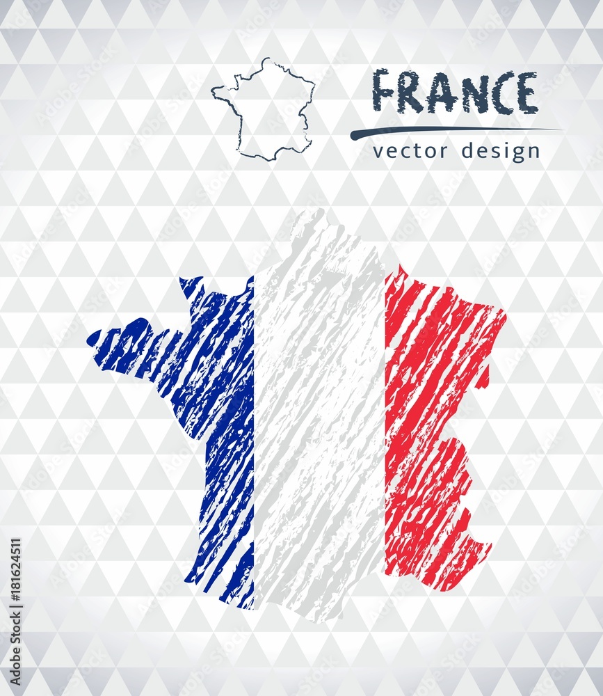 Map of France with hand drawn sketch map inside. Vector illustration ...