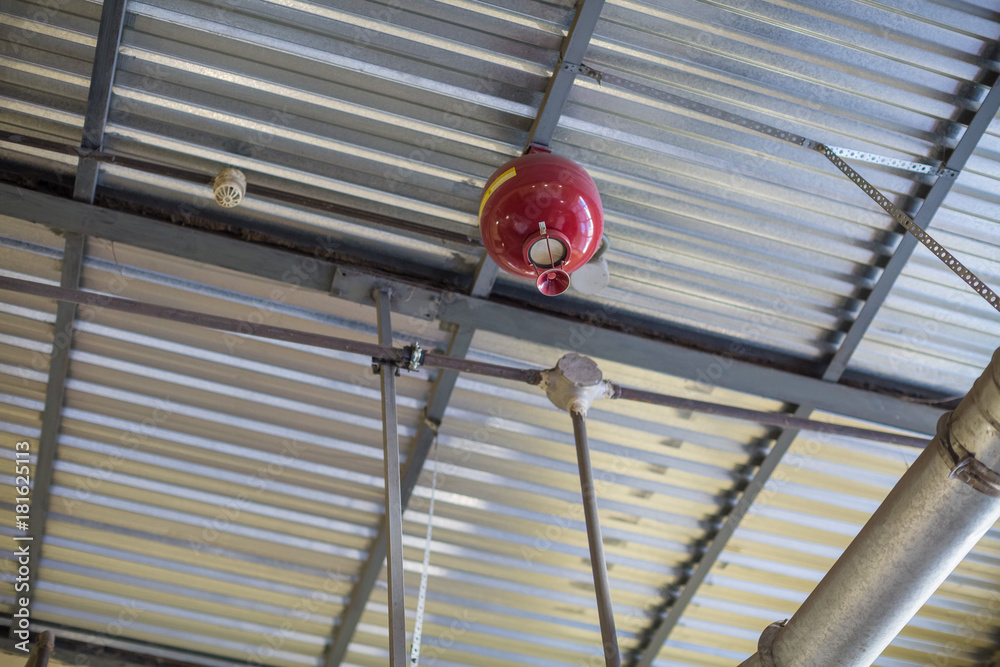 fire extinguishing system on the ceiling of an industrial building ...