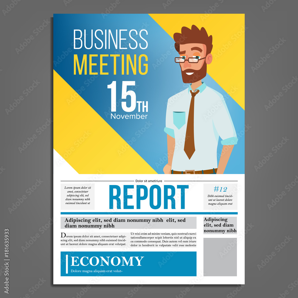 Business Meeting Poster Vector. Businessman. Layout Template ...