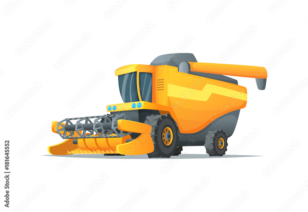 Agriculture combine harvester isolated vector illustration. Rural ...