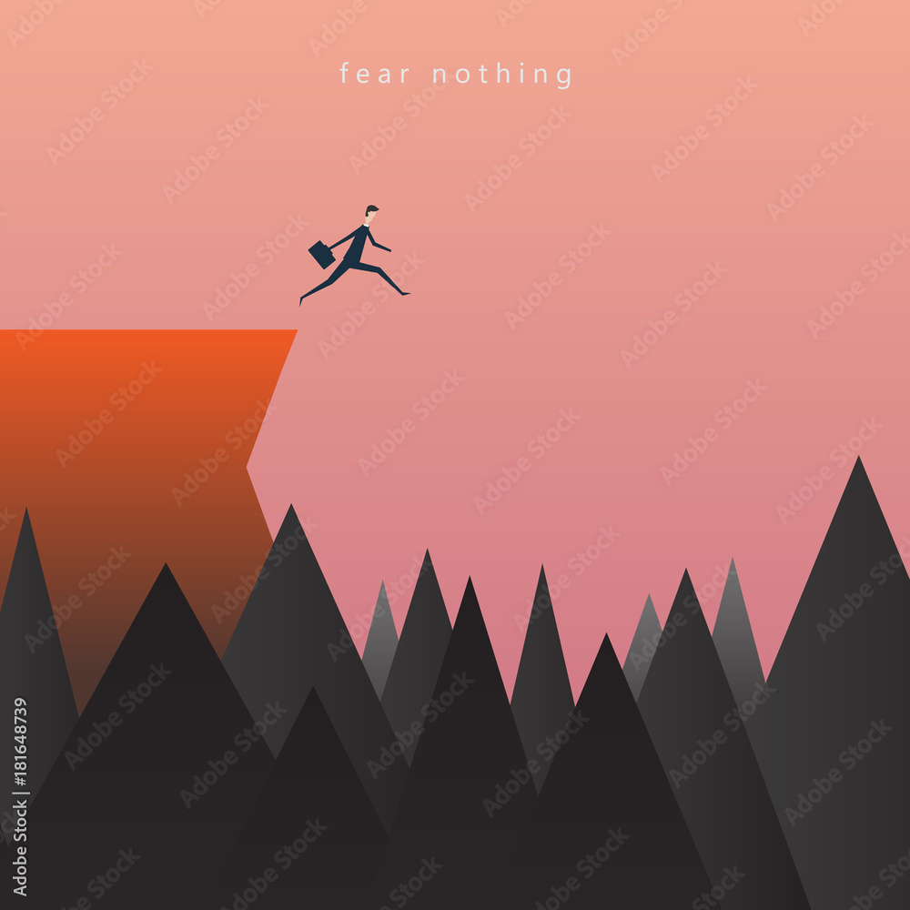 Minimalist stile. vector business finance. businessman jumping over ...