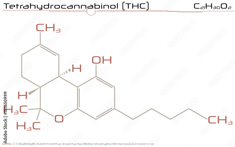 Large and detailed illustration of the molecule of THC Stock Vector ...