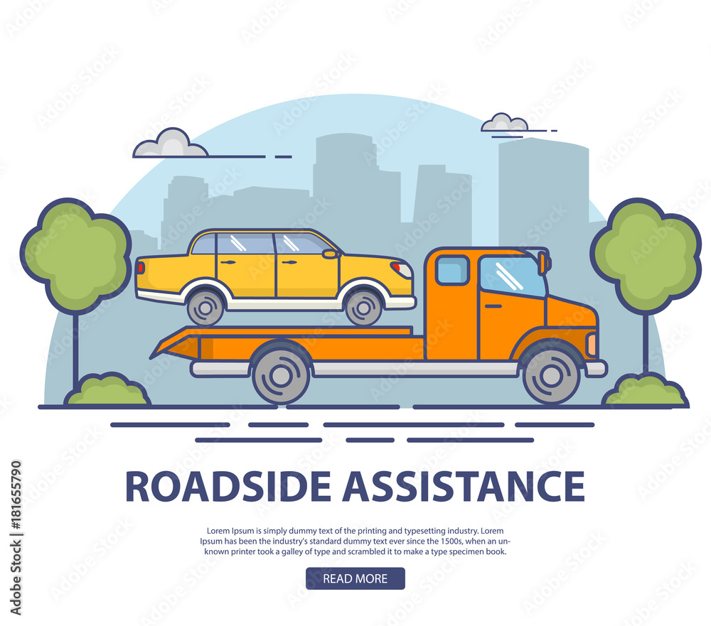 Roadside assistance with evacuation of the broken car the sedan.Car ...