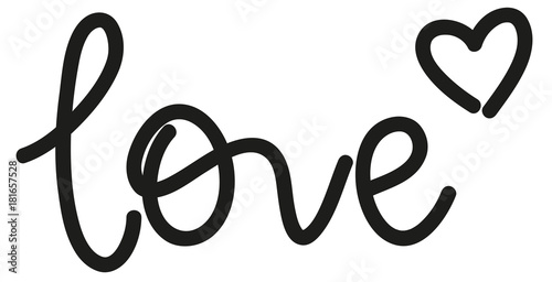 love - Schriftzug mit Herz, Schreibschrift, handlettering Stock Vector ...