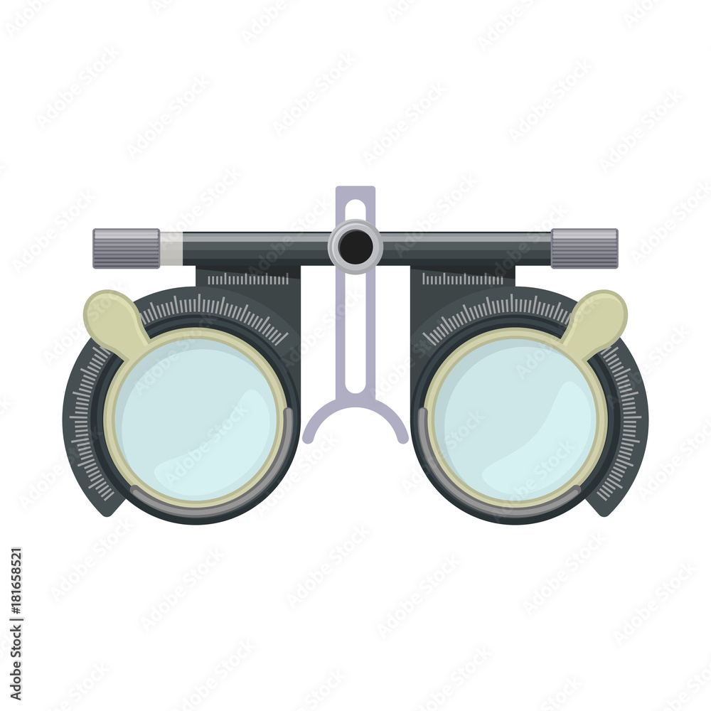 Eye optometry trial lens frame for eye vision test on white background ...