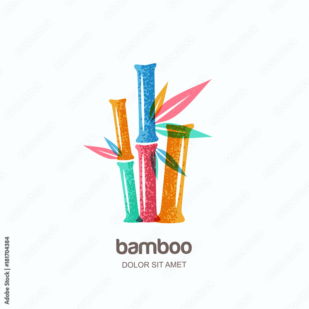 Vector logo icon or emblem with multicolor creative bamboo plant ...