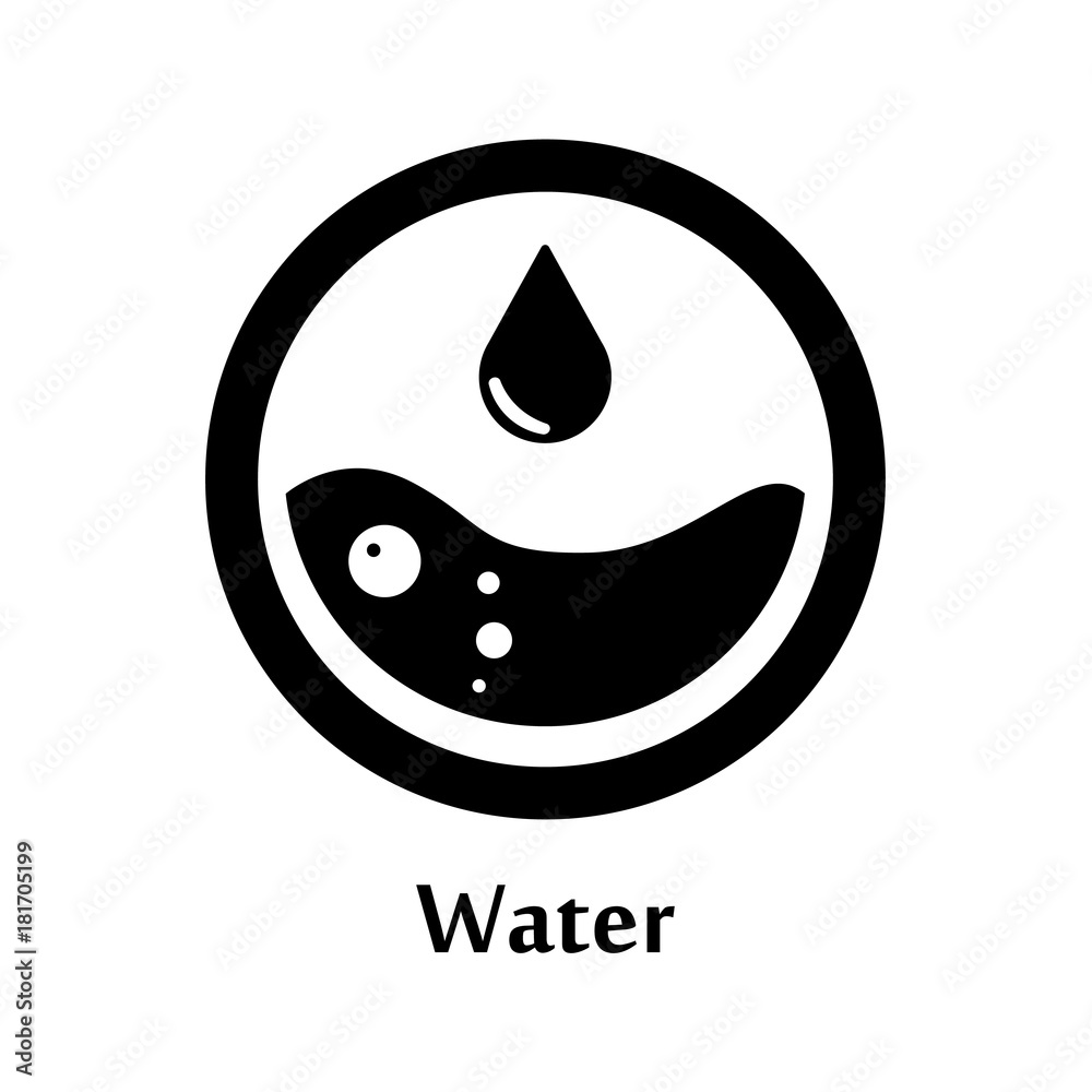 Vector illustration of water element icon, line round symbols. Logo ...