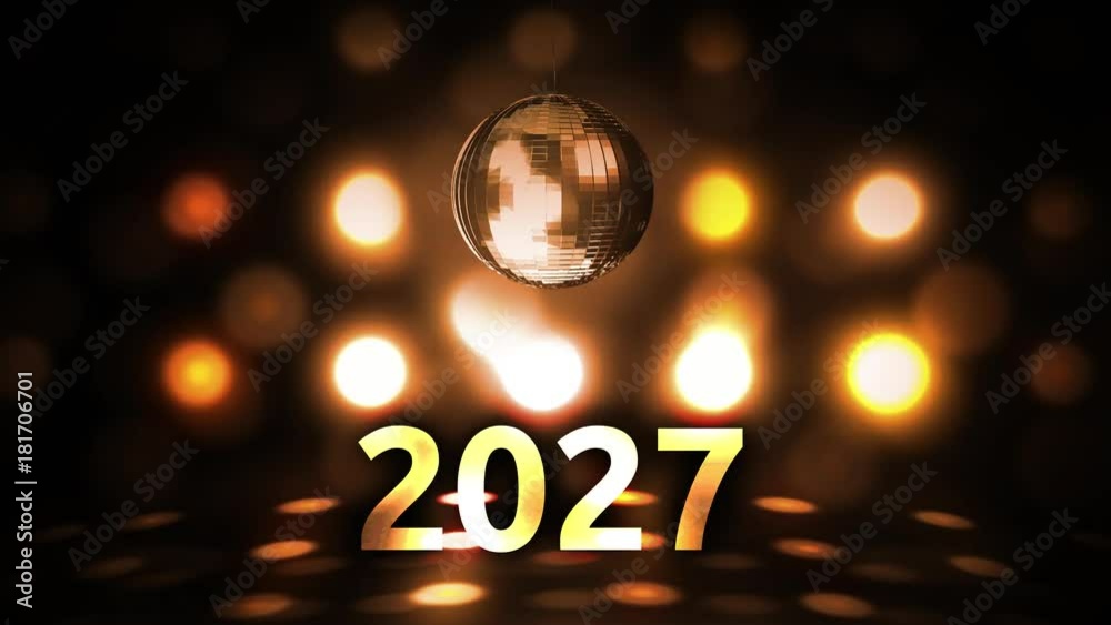 2027 New Years Eve Celebration background spinning Disco Ball Nightclub ...