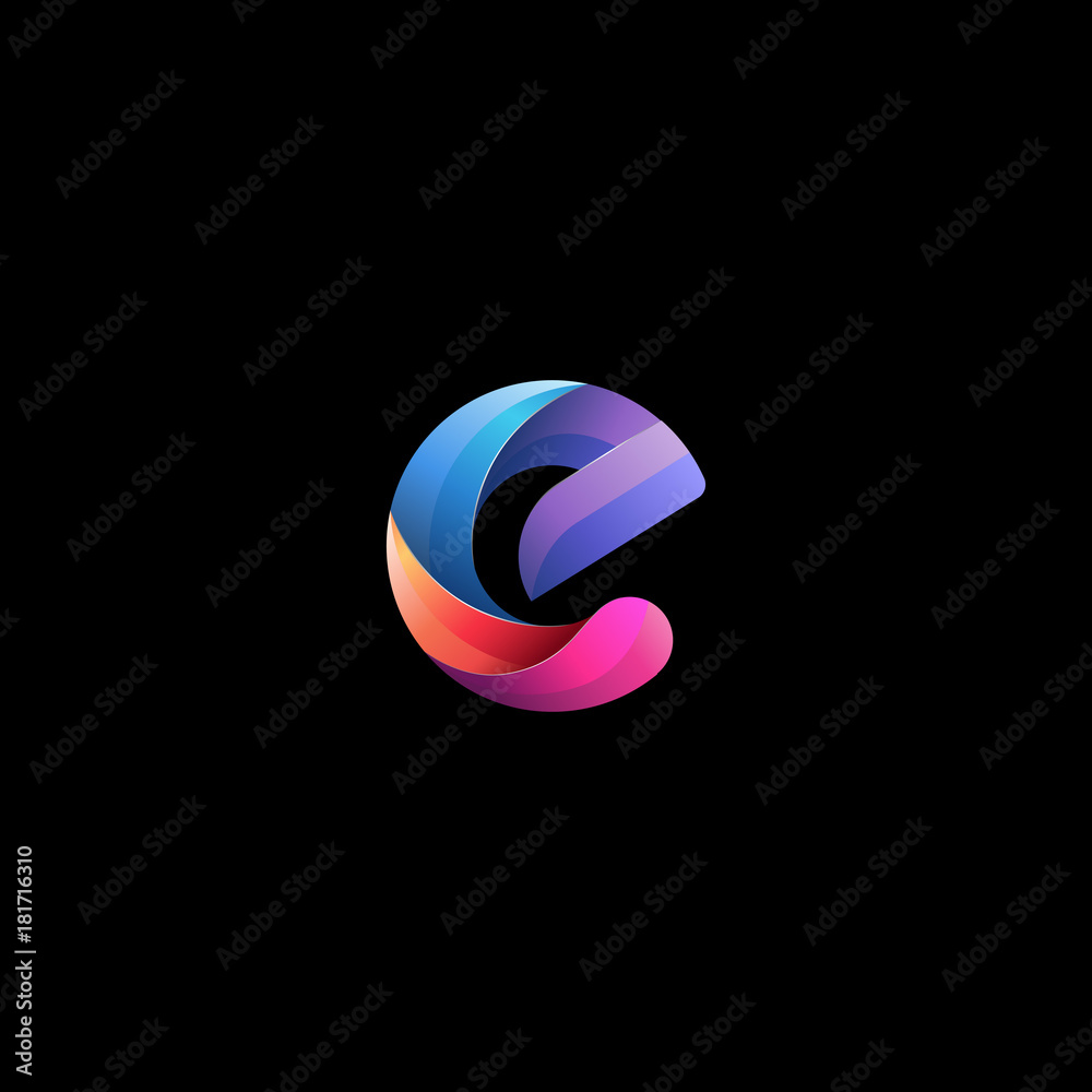 Initial Lowercase Letter E Curve Rounded Logo Gradient Vibrant 