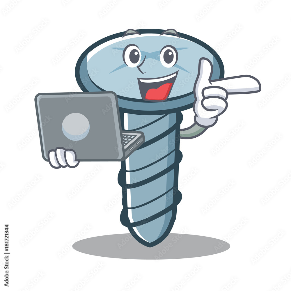 With laptop screw character cartoon style Stock Vector | Adobe Stock
