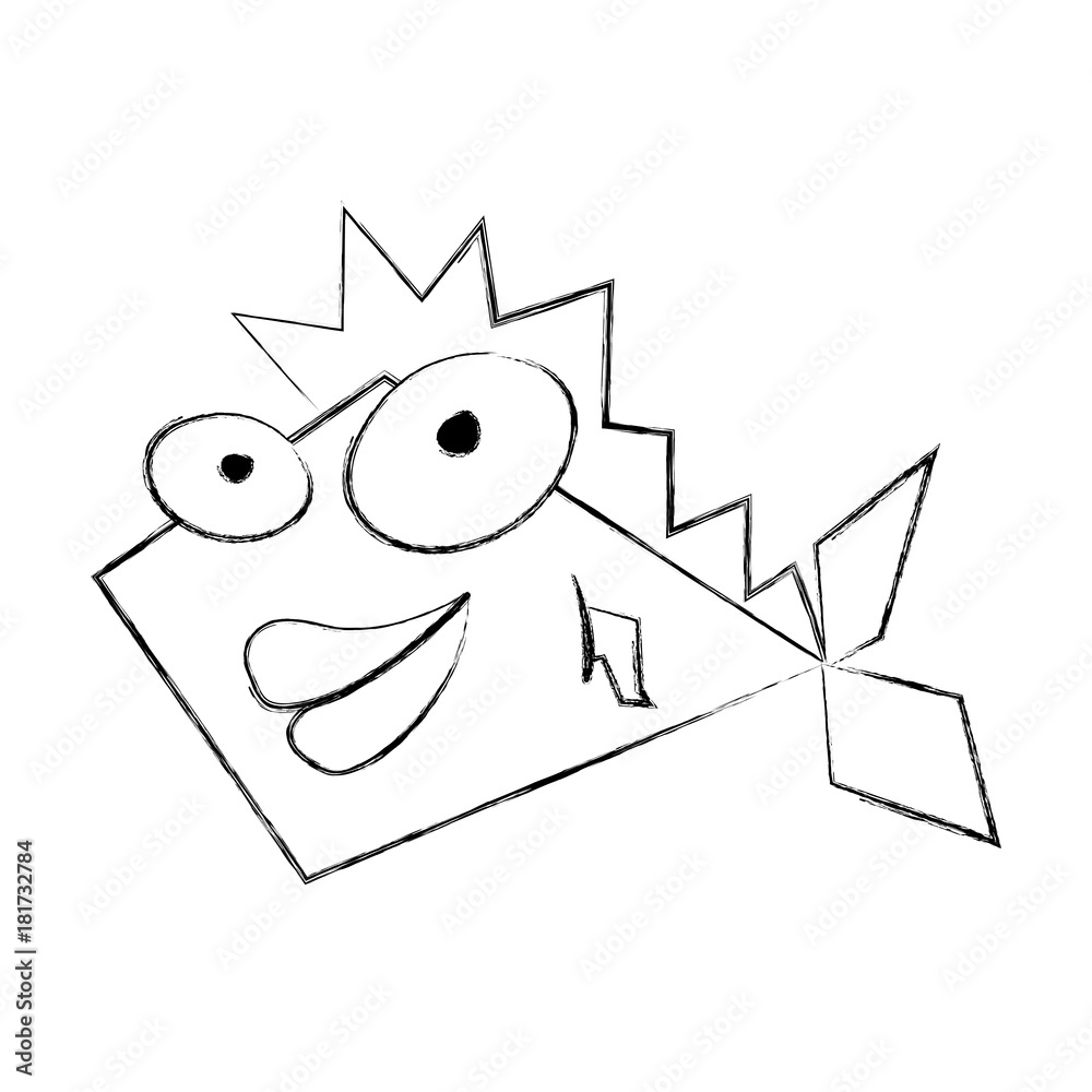 sketch draw funny fish cartoon vector graphic design Stock Vector ...