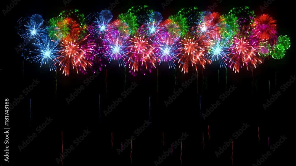 Multi colored fireworks as holidays background for New Year, Christmas ...