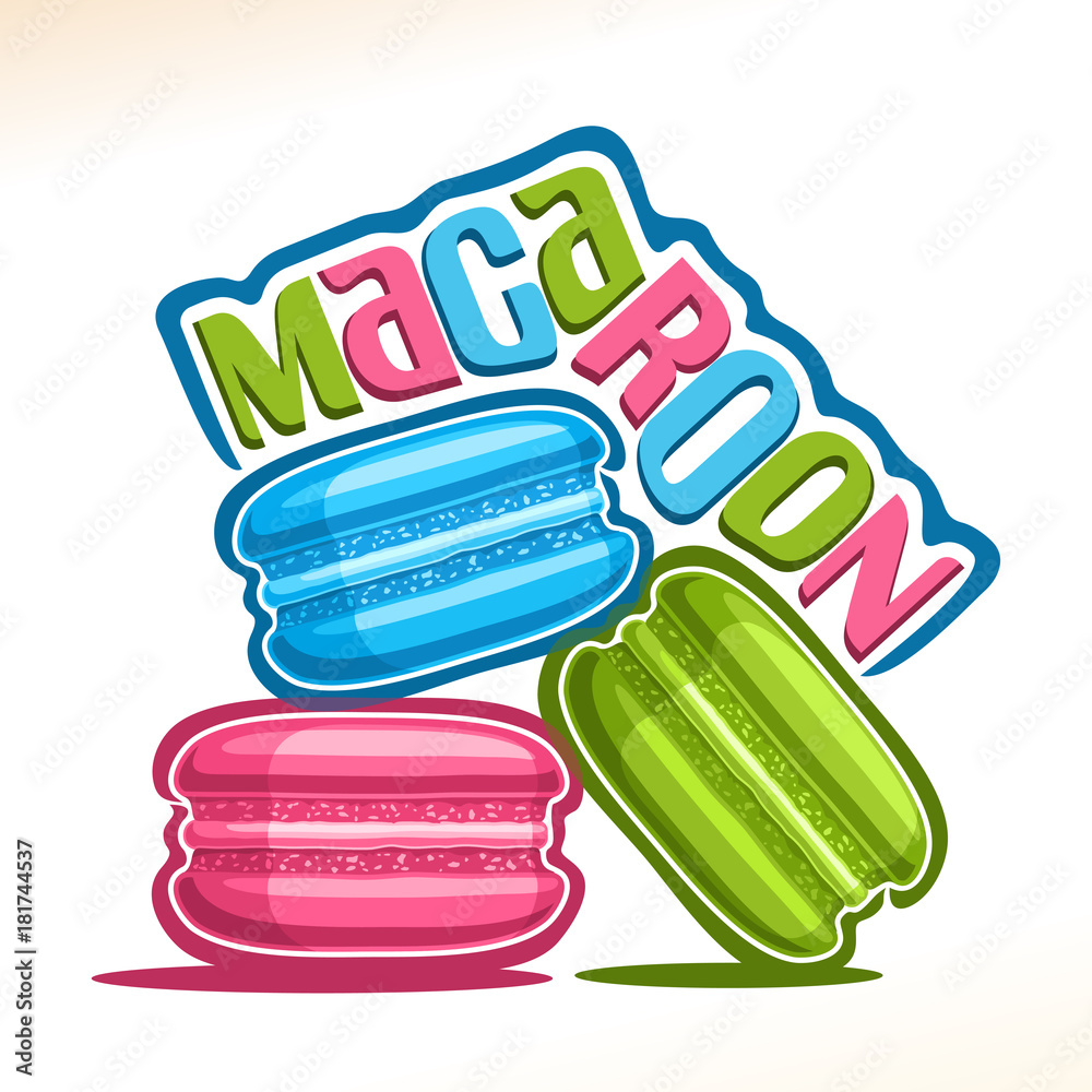 Vector logo for Macaroon, illustration of pile colorful macarons for ...
