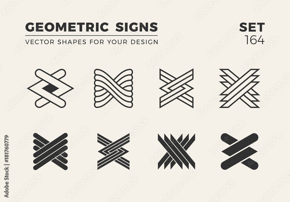 Set of eight minimalistic trendy shapes. Stylish vector logo emblems ...