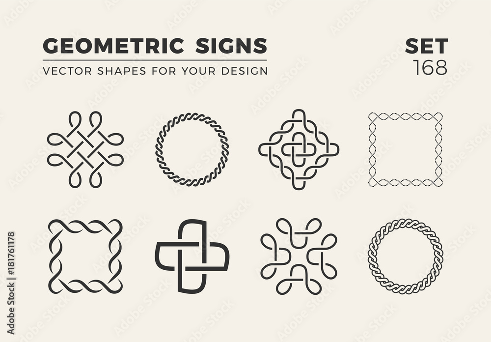 Set of eight minimalistic trendy shapes. Stylish vector logo emblems ...