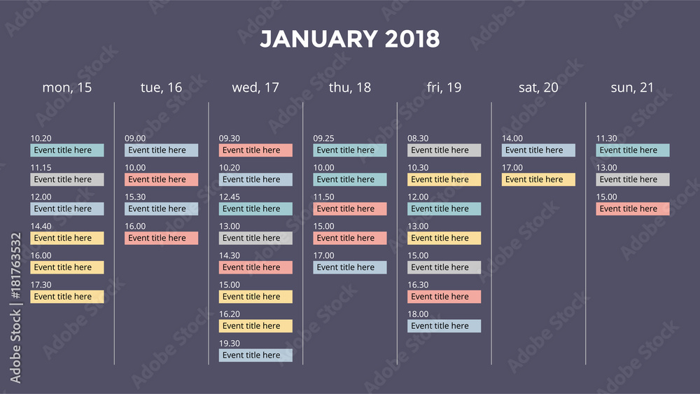 Calendar infographic, table chart, presentation chart. Business period ...