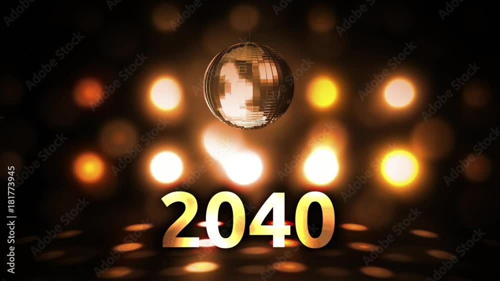 2040 New Years Eve Celebration background spinning Disco Ball Nightclub ...