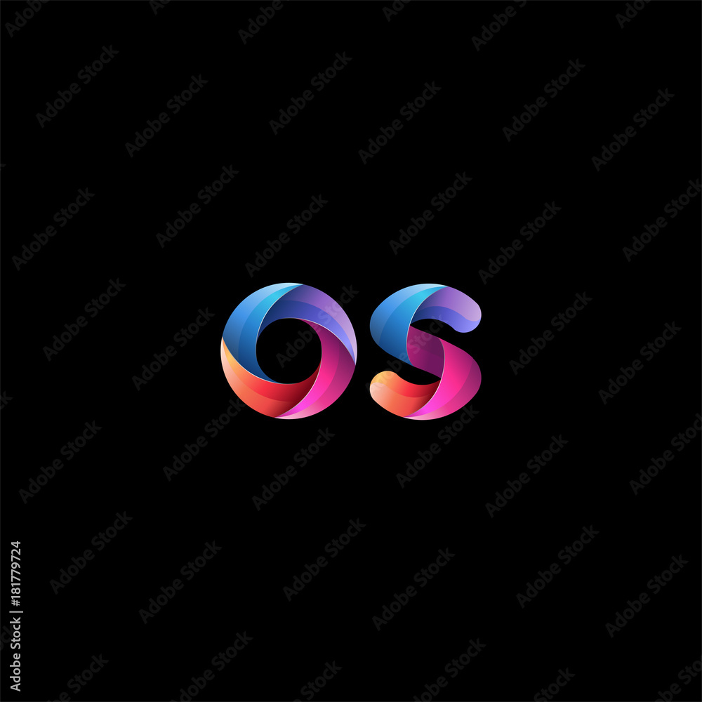 Initial lowercase letter os, curve rounded logo, gradient vibrant ...