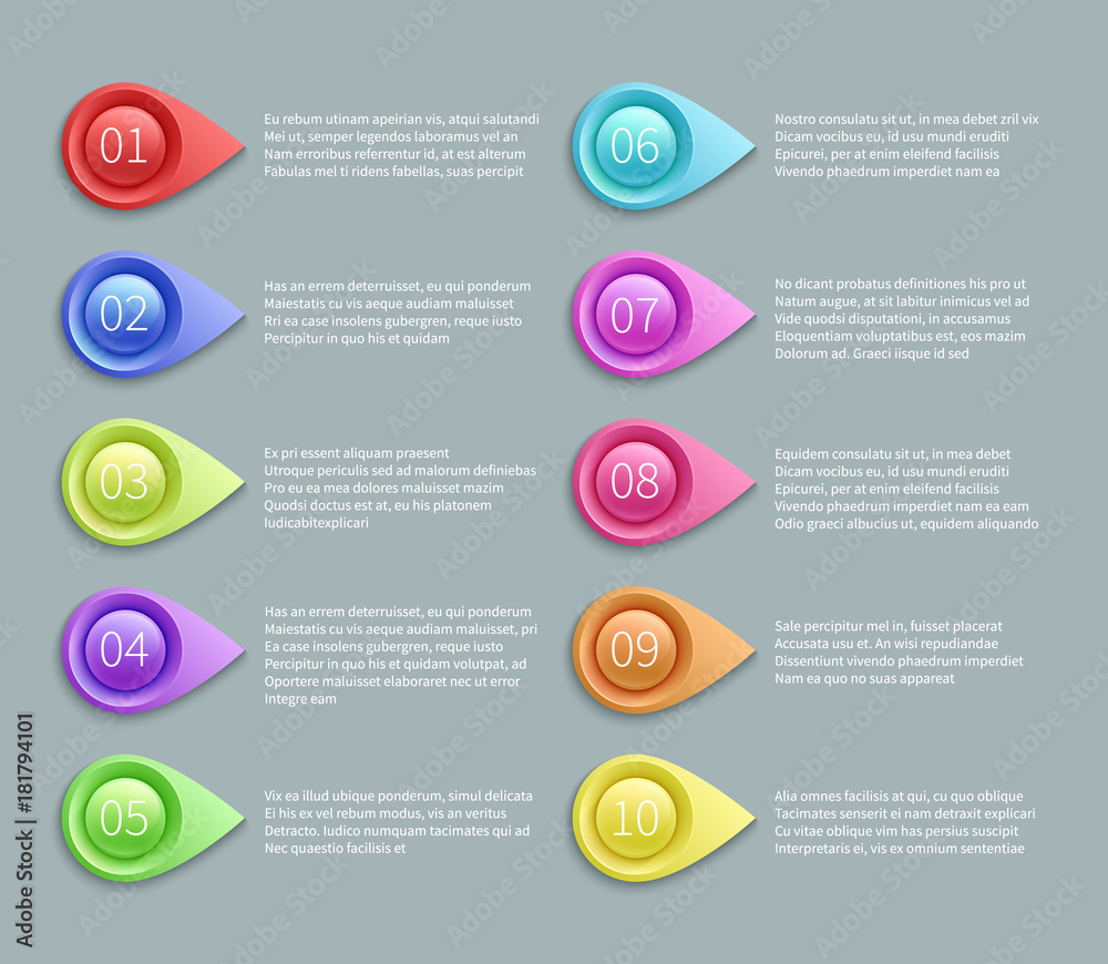 Numbered text vector layout with 3d pointing bullets Stock Vector ...