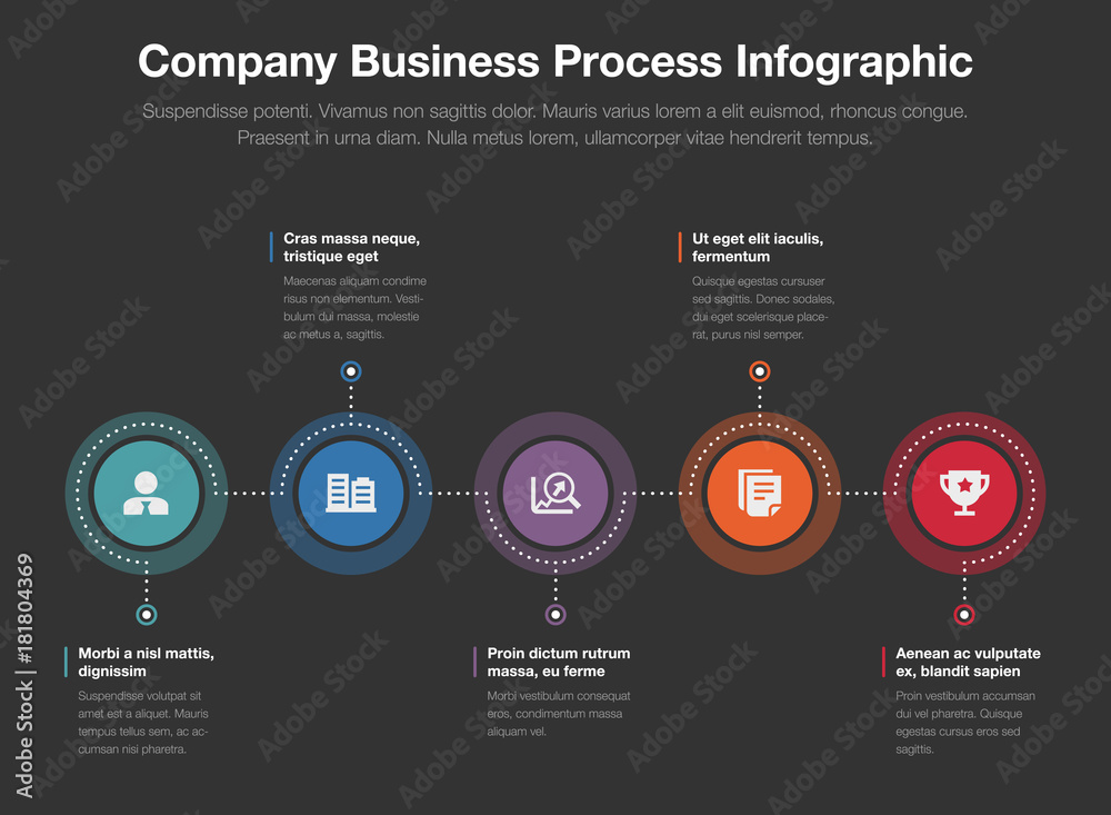 Company business process template isolated on dark background. Vector ...