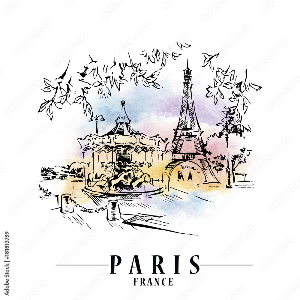 Paris vector illustration. Stock Vector | Adobe Stock