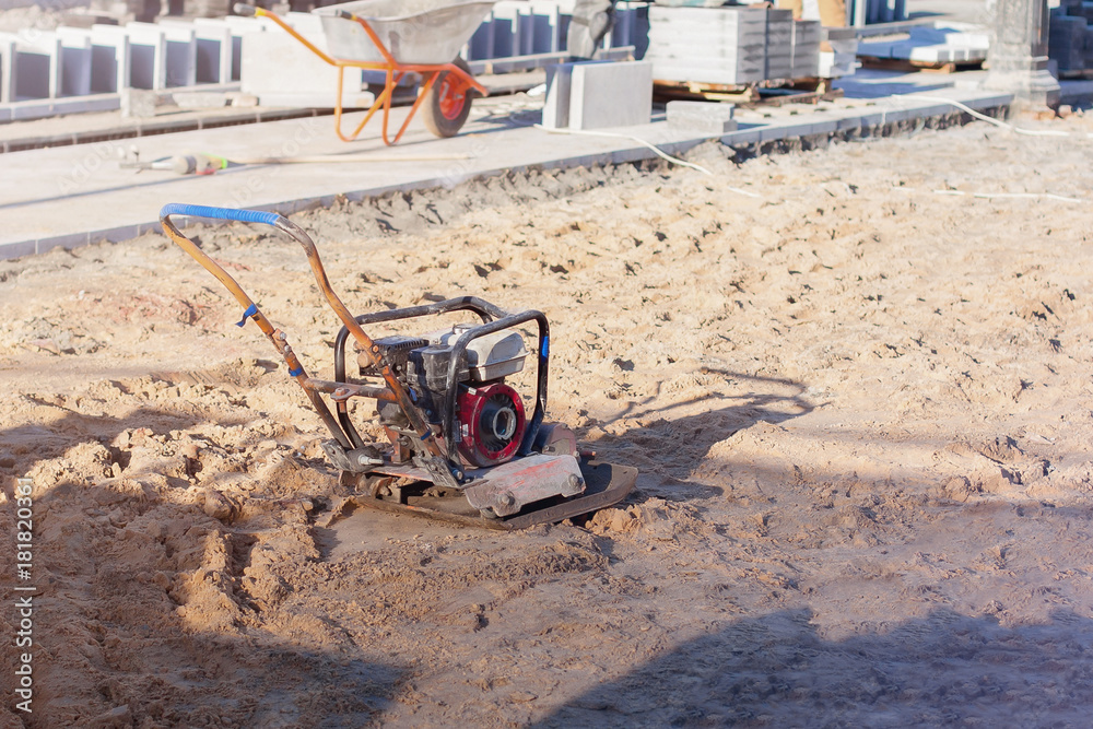 Plate compactor for for soil compaction pavement or sidewalk in the ...