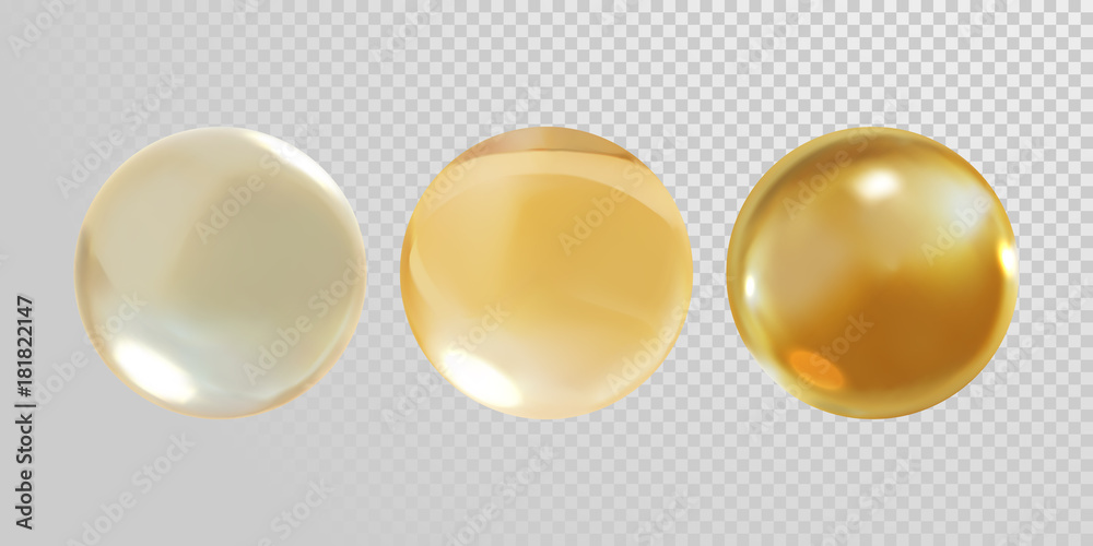 Gold glass ball isolated on transparent background. 3D realistic vector ...