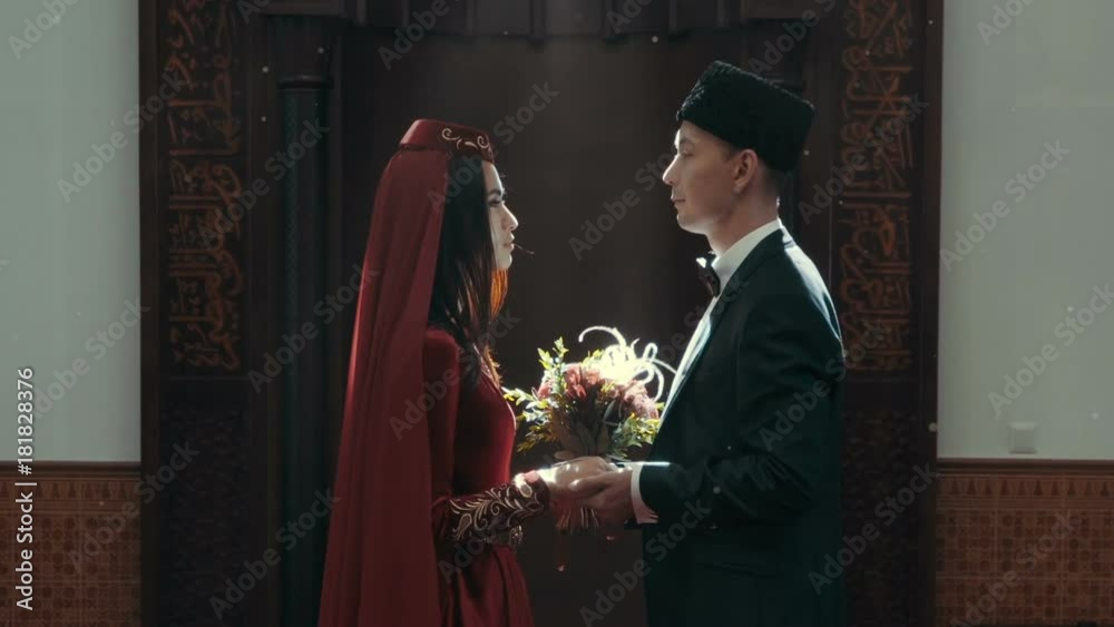 Muslim wedding ceremony. Details of traditional islamic wedding. Bride ...