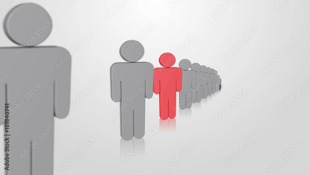 Row of People Icons and Red Individual. people symbols animate on in a ...