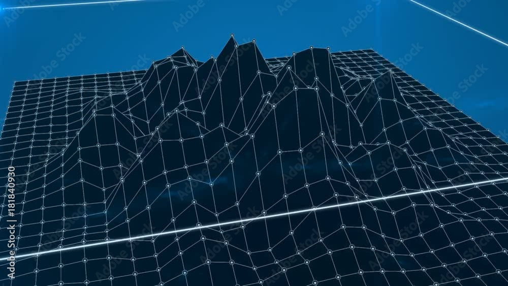 Video „Grid landscape Animation Growing Spin. a grid on blue animates ...