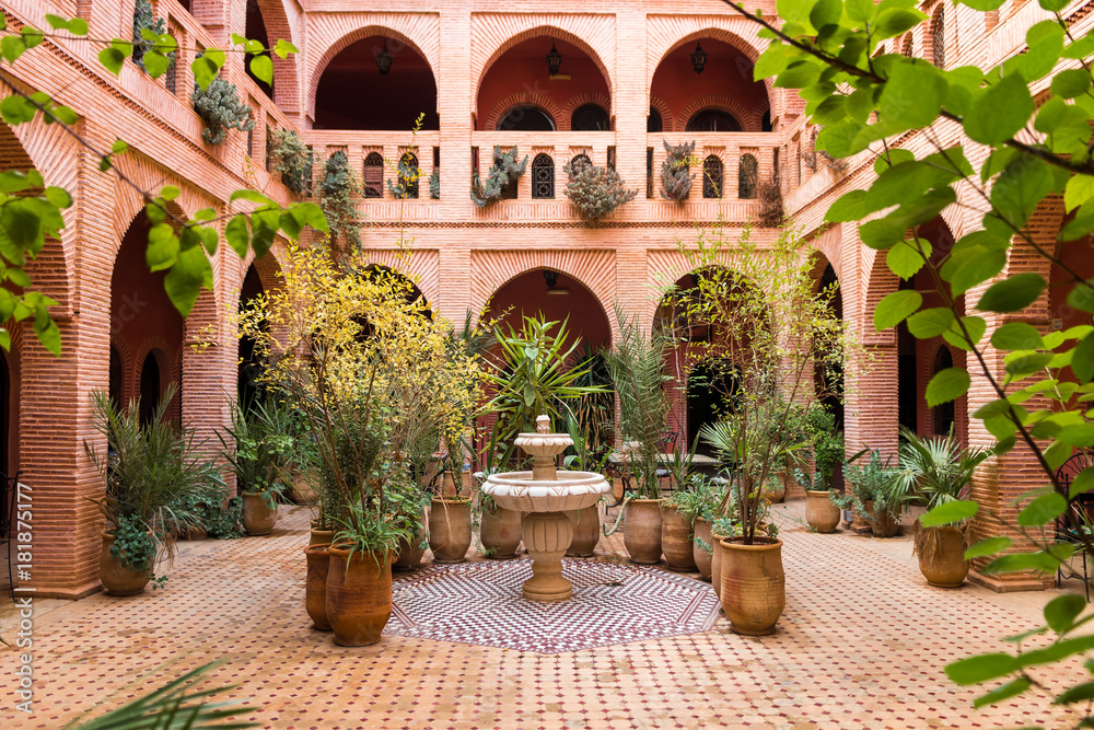 beautiful garden inside moroccan courtyard, marrakech Stock Photo ...
