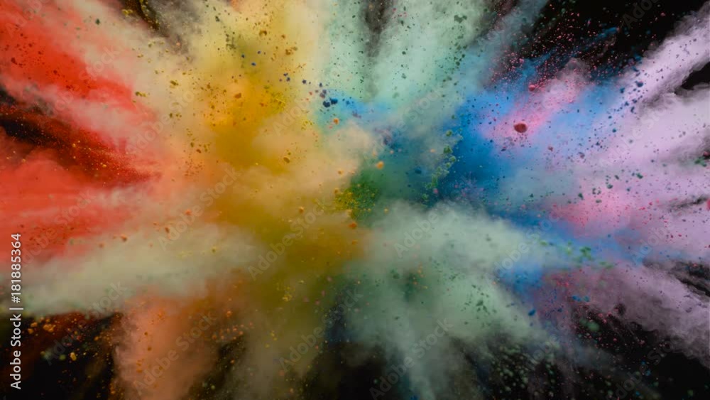 Video Stock Colorful powder/particles fly after being exploded against ...