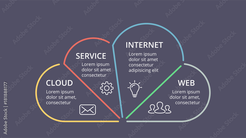 Vector linear cloud service infographic, cycle diagram, graph ...